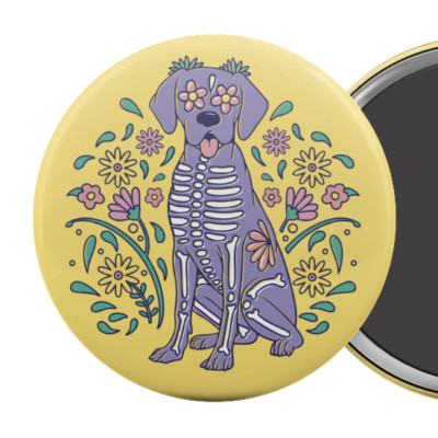 Sugar Skull Skeleton Dog Fridge Magnet Flowers Labrador Pointer | eBay ...