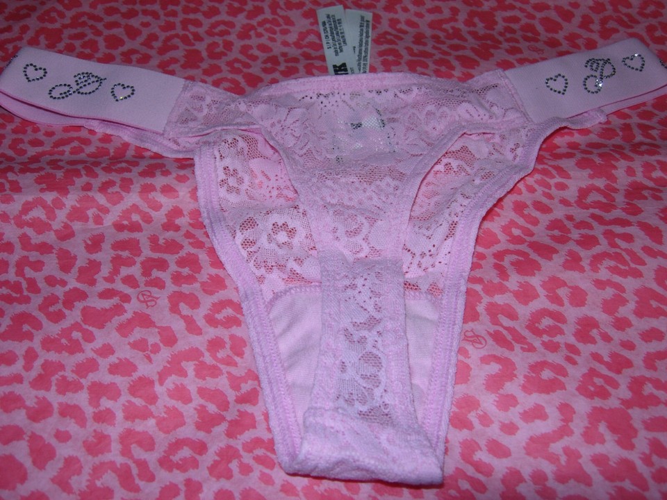 Victorias Secret Sexy PINK Wink Thong String HOT! Silver Logo ...