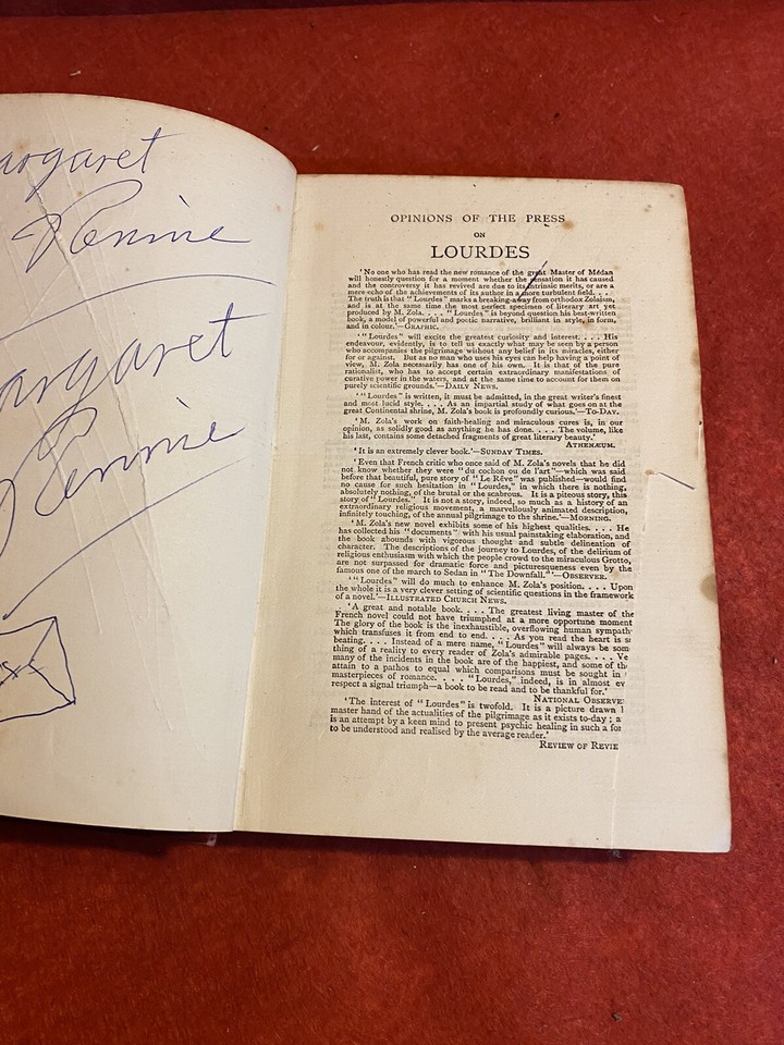 Lourdes Emile Zola 1896 Chatto Windus Hardback Book Free P&P | eBay