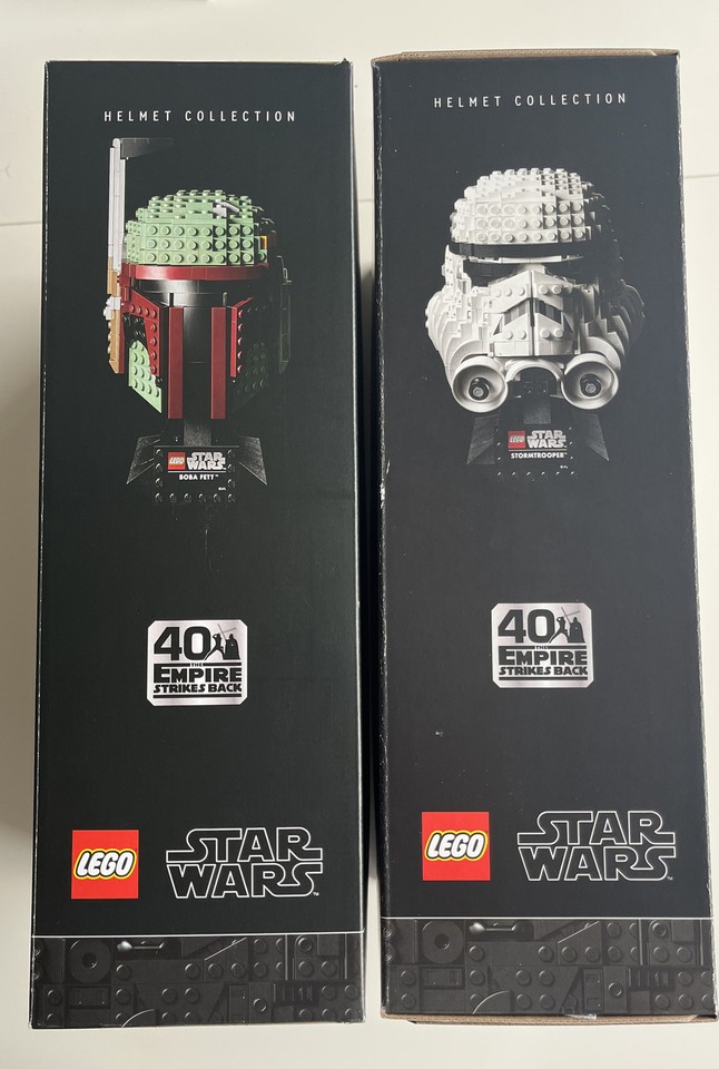2 Retired LEGO Star Wars Helmet Sets Stormtrooper 75277 & Boba Fett ...
