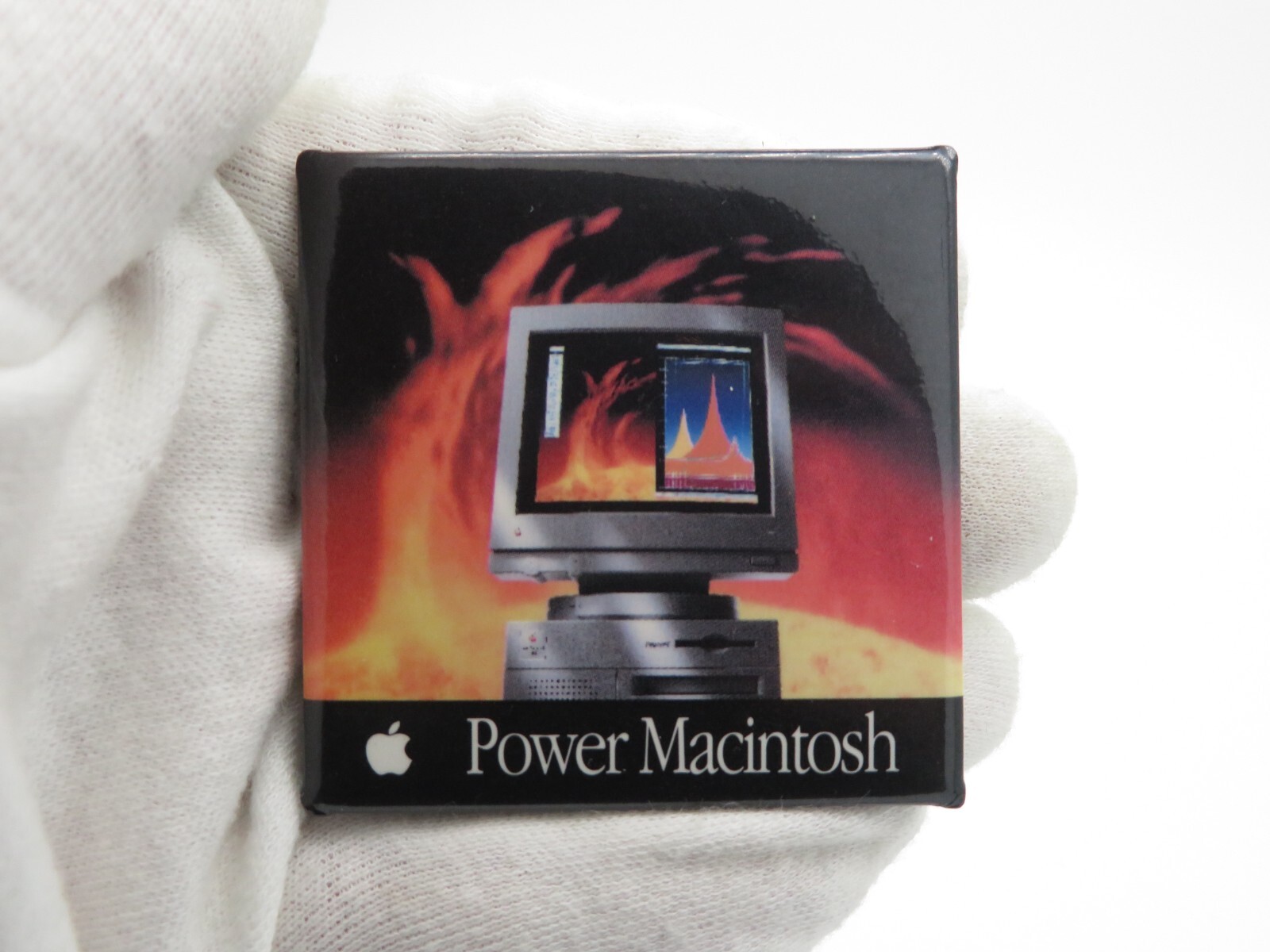 Vintage Apple Computer Employee Pin Back Button, Mac Power Macintosh ...
