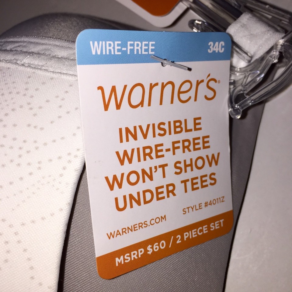 Warner's Bra Wirefree Padded Seamless Cup Invisible Lined TWO 2 TShirt ...