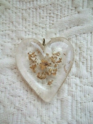WWII Sweetheart Lucite Heart Shape Pendant With Gold Nuggets/Flakes | eBay