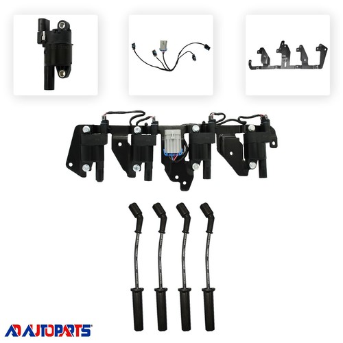 4 Delphi D514A Ignition Coils+4 OEM Spark Plug Wires+1 Bracket+1 ...