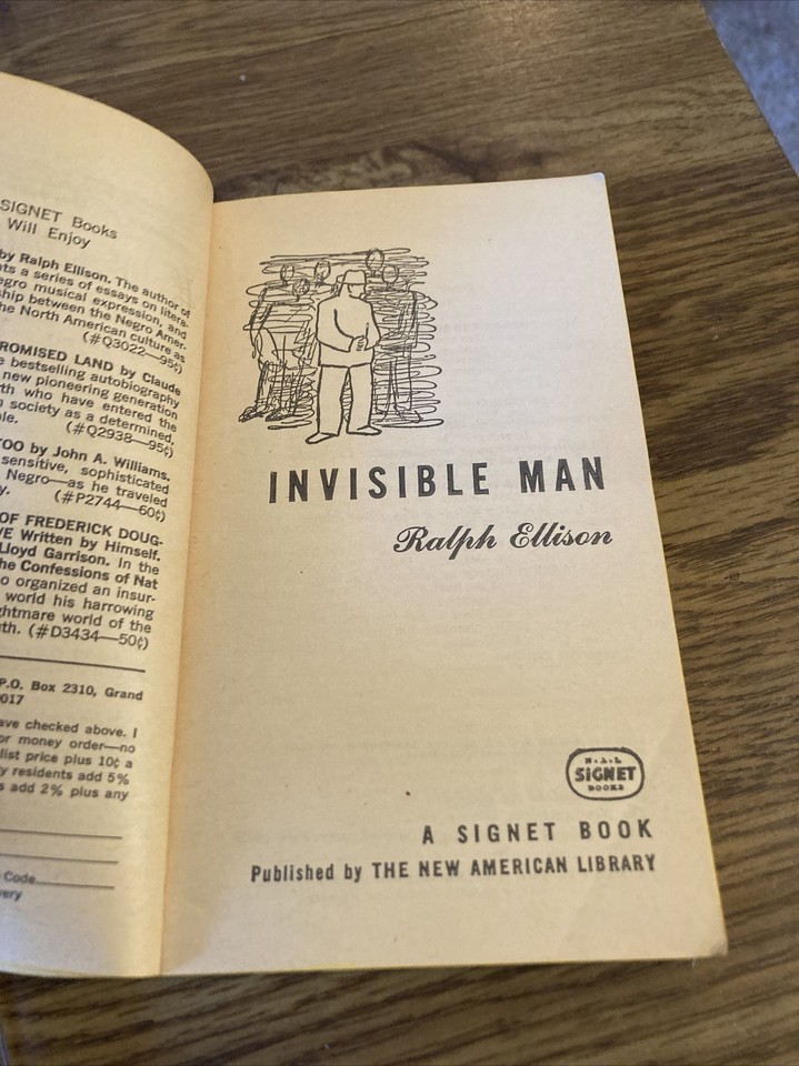 Invisible Man , Ralph Ellison ( 1952) 20th Printing, Signet Paperback ...