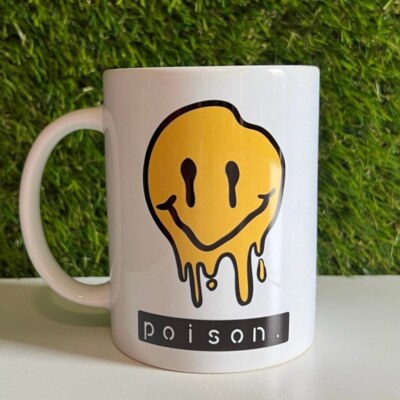 Poison Melting Smiley Face 15oz Ceramic Mug Y2K Novelty Funny | eBay
