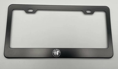 Laser Engraved Alfa Romeo Logo Black License Plate Frame Stainless ...