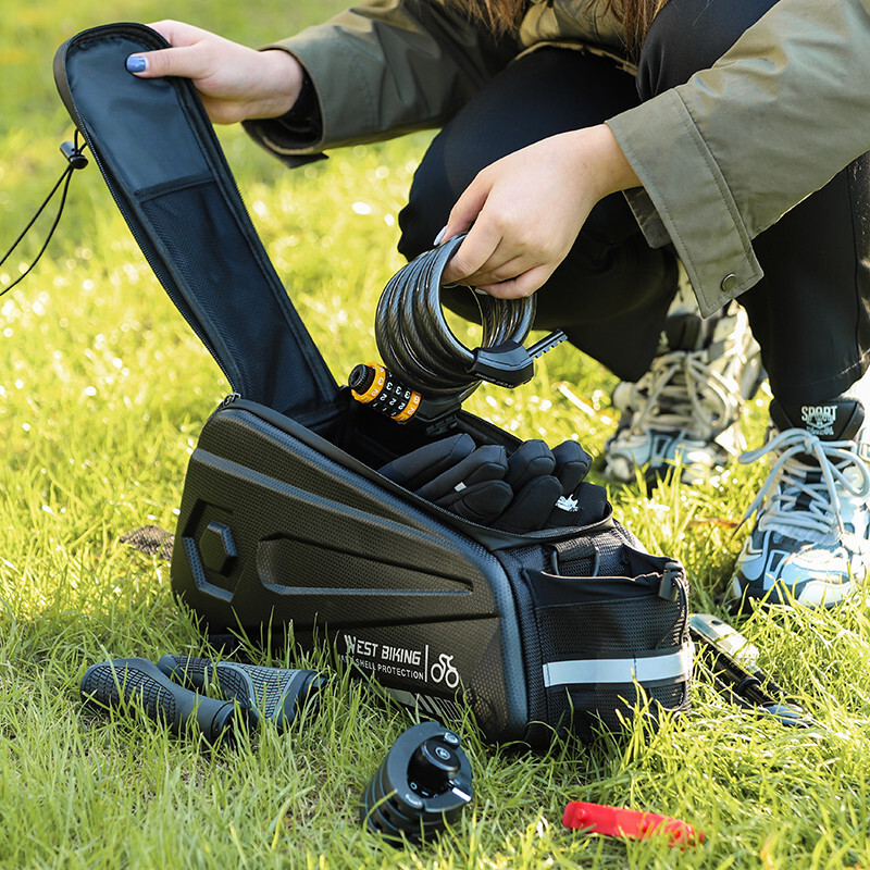 WEST BIKING Waterproof Hard Shell Cycling Bag Bicycle Rack Pack Bag ...