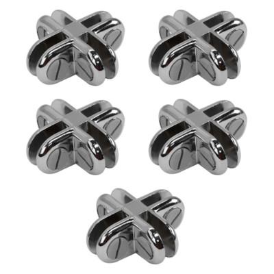Set Of 5 Pc Chrome 4-Way Glass Display Connector 3/16 Inch Tempered ...