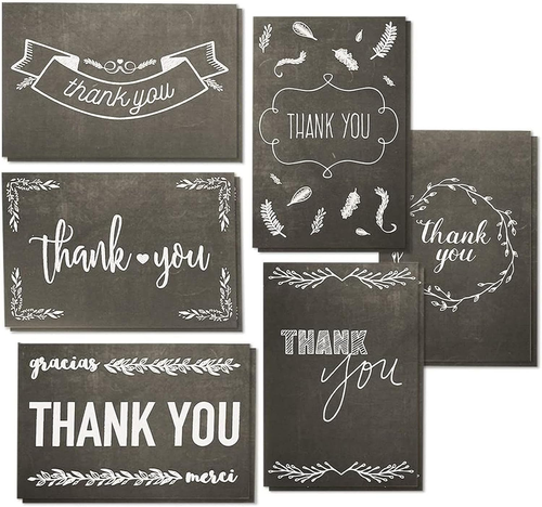 144-Count Thank You Cards with Envelopes, Blank 6 Assorted Bulk Notes ...