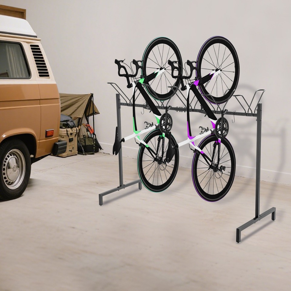 5-Slot Bike Floor Stand Organizer Bicycle Parking Rack Bicycle Storage ...