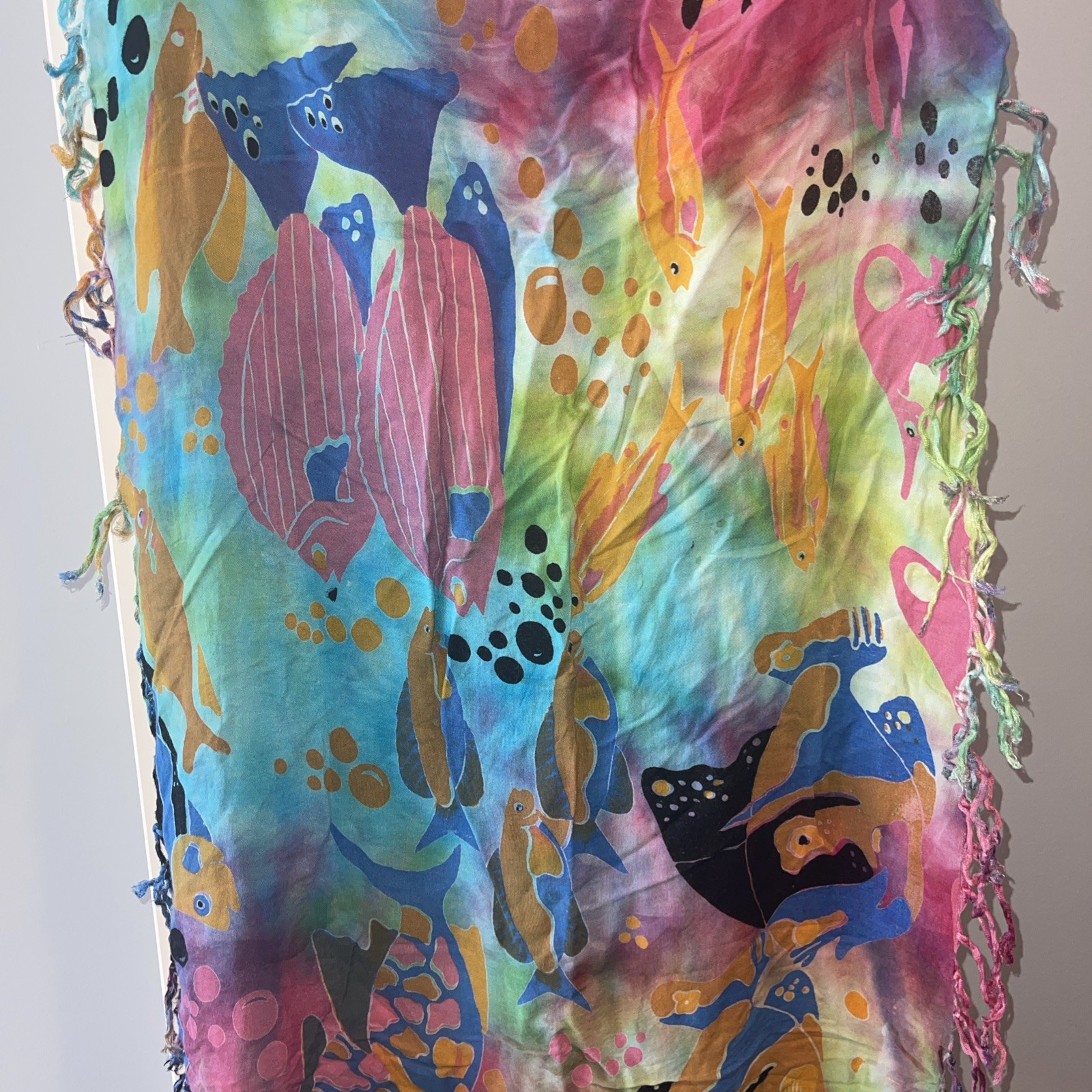 Tropical Fish with fringe Sarong Wrap Coverup Womens Beach Cruise ...