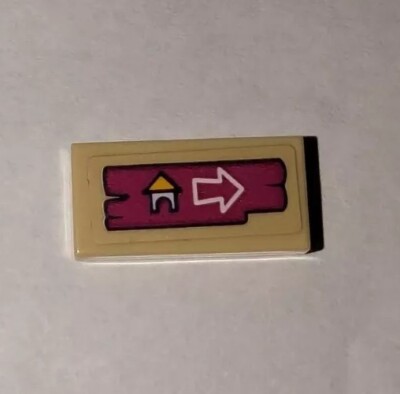 Lego 1x2 Tan Tile Campsite Arrow Sign On Magenta Board Pattern Part ...