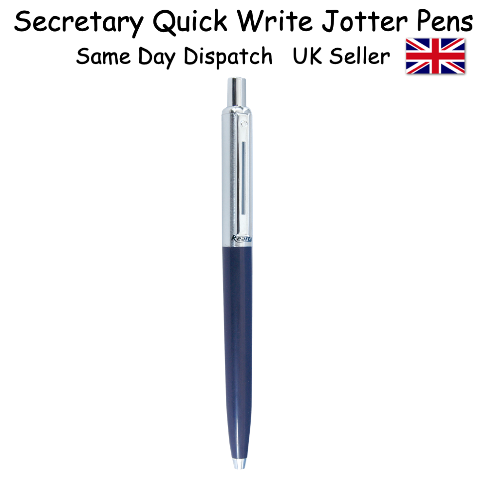 SECRETARY QUICK WRITE JOTTER BALLPOINT PEN BLACK, BLUE, RED SILVER ...