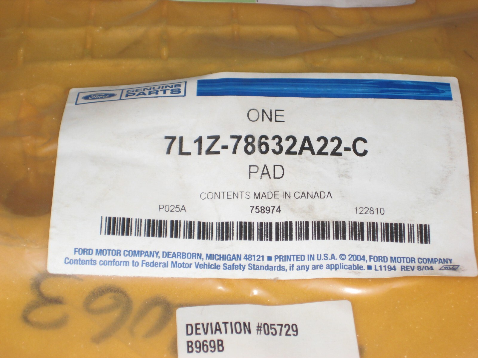 OEM Ford 7L1Z-78632A22-C Seat Cusion Pad 2007-2008 Ford Expedition ...