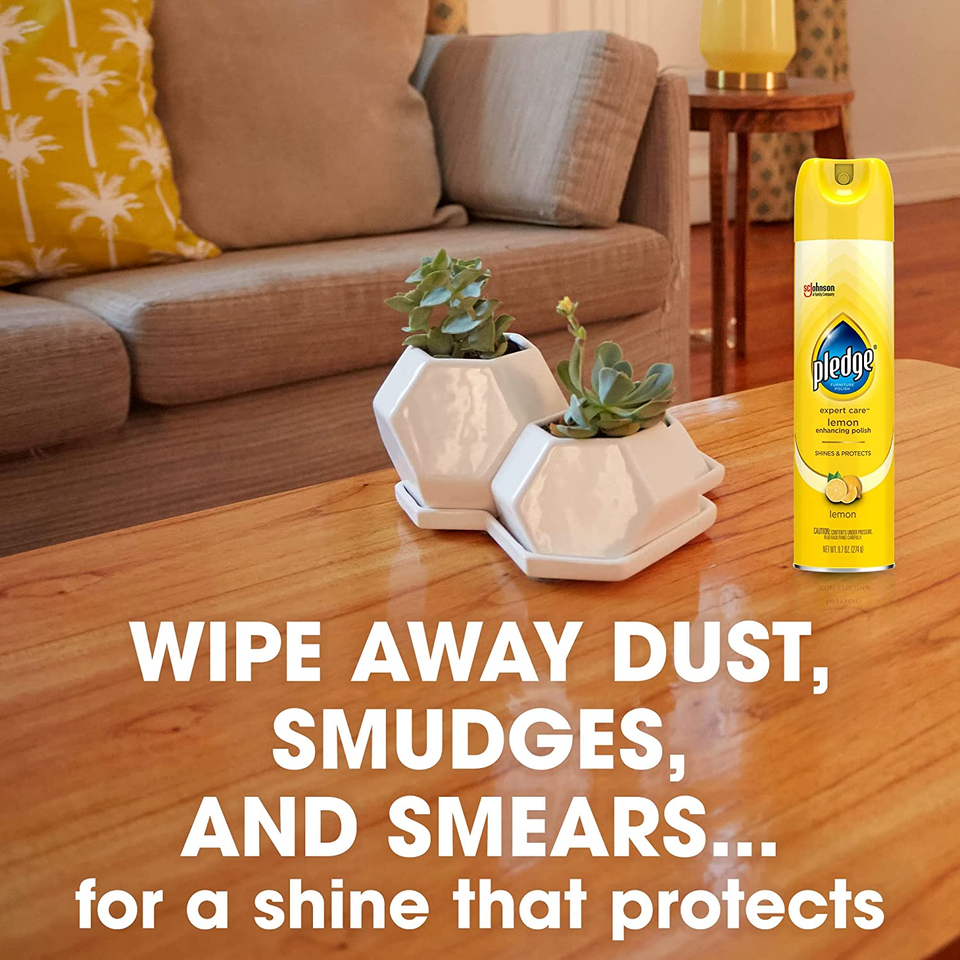 Pledge Furniture Polish Lemon Enhancing Aerozol Wood Spray Lemon Scent ...