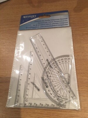 Westcott Transparent Small 4 Piece Geometry Set - Includes Square Set ...