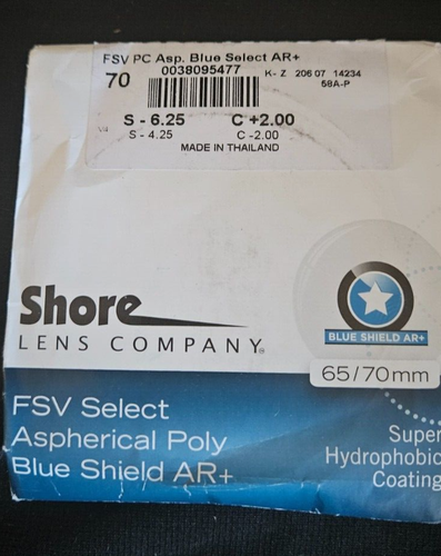Shore Lens Aspherical Poly Blue Shield AR+ 65/70mm 0038094405 (14607 ...