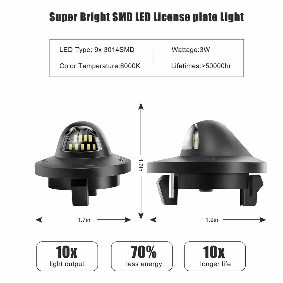 Pair For Ford F150 F250 F350 F450 F550 LED License Plate Lights Bumper ...