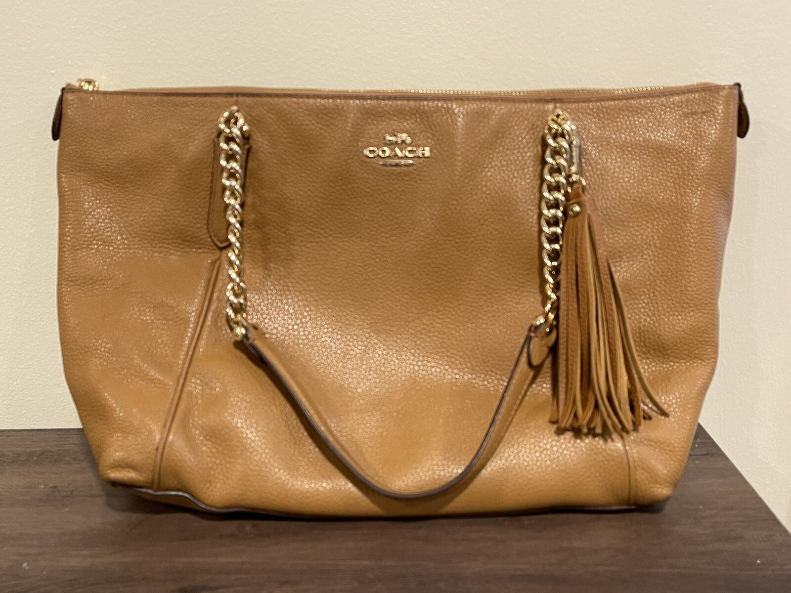 Coach Tan Brown Leather Purse Tote - Gem