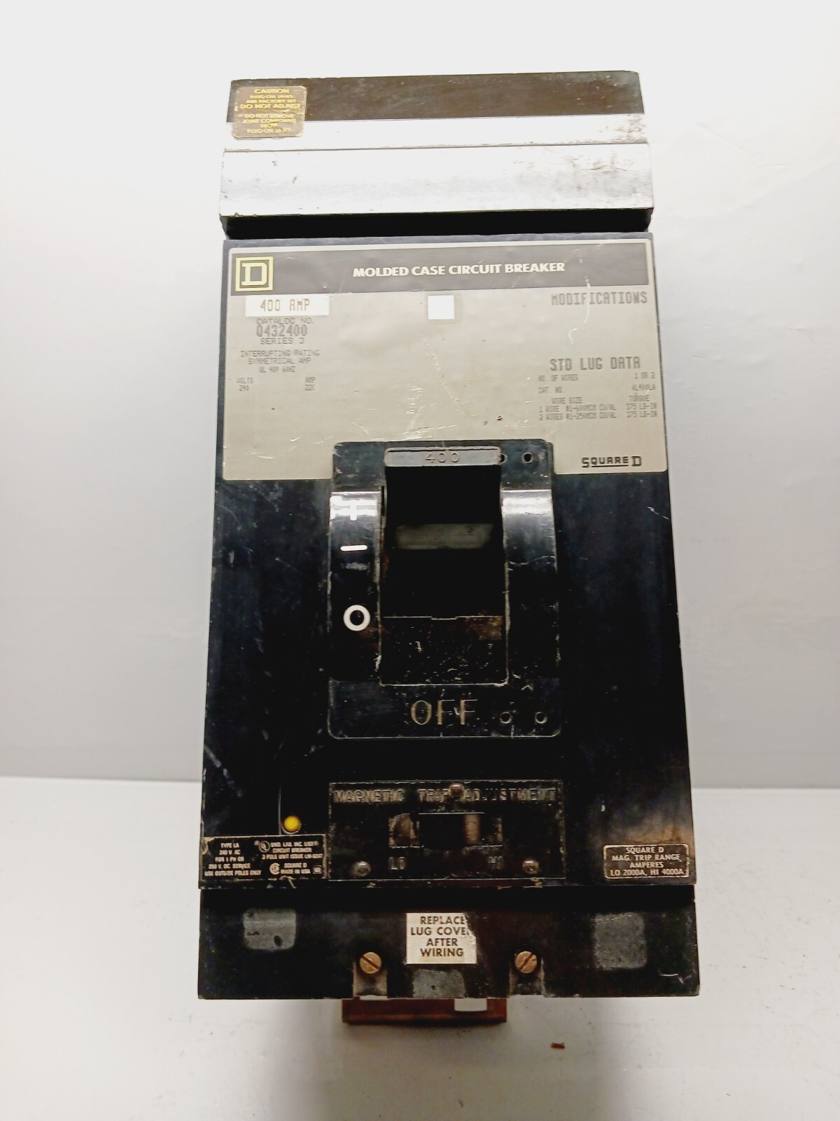 SQUARE D Q432400 400 AMP I-LINE CIRUCIT BREAKER 3 POLE 240 VAC | eBay