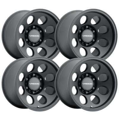 (Set-4) Vision 56 Midway 20X12 8x6.5 -44mm Satin Black wheels rims 20 ...