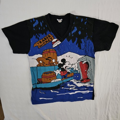 Vintage Disney 90's Mickey Mouse AOP Allover Print V-Neck T-Shirt X ...