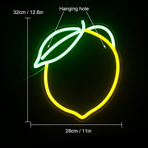 Lemon Neon Sign Lemons Yellow Led Sign Fruit Shape Neon yellow&green ...