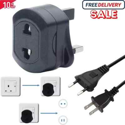 2 Pin To 3-Pin UK Shaver Adapter Plug Converter EU European Euro Europe ...