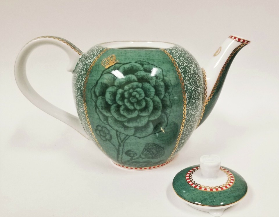 PASSIONATELY INSPIRED SMALL SPRING TO LIFE GREEN FLORAL PORCELAIN TEA ...