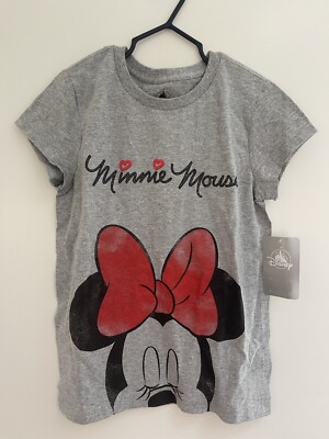 Disney Kids Girls Glitter Minnie Mouse Crew Neck Short Sleeve Shirt ...