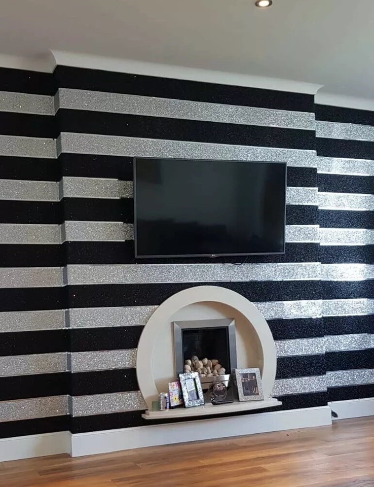 Silver Glitter Fabric Wallpaper Border | eBay UK