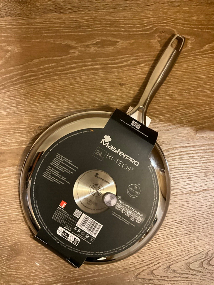 Masterpro Hexagonal HEX Triple Clad Stainless Steel 3-Ply 24cm Euro Fry ...