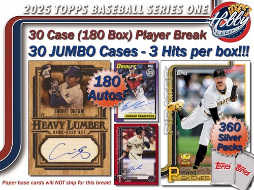Connor Joe PIT 2025 Topps SERIES 1 JUMBO 30 Case (180 Box) Player Break ...