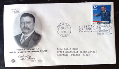 PRESIDENT TEDDY ROOSEVELT 1900s DECADE CTC 1998 PCS CACHET FDC | eBay
