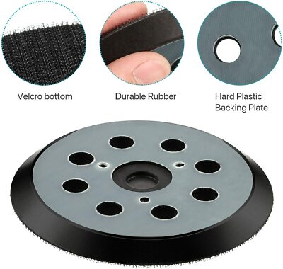 5" 8-Hole 3-Screw Hook and Loop Sanding Pad Orbital Sander Backing ...