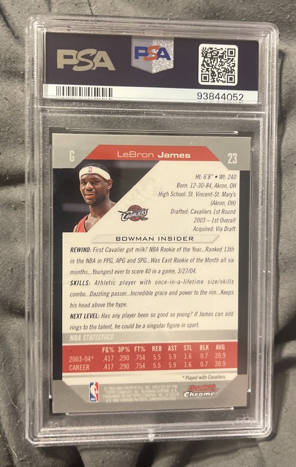 Lebron James 2004-05 Bowman Draft Picks & Prospects - Chrome #23 PSA 9 ...