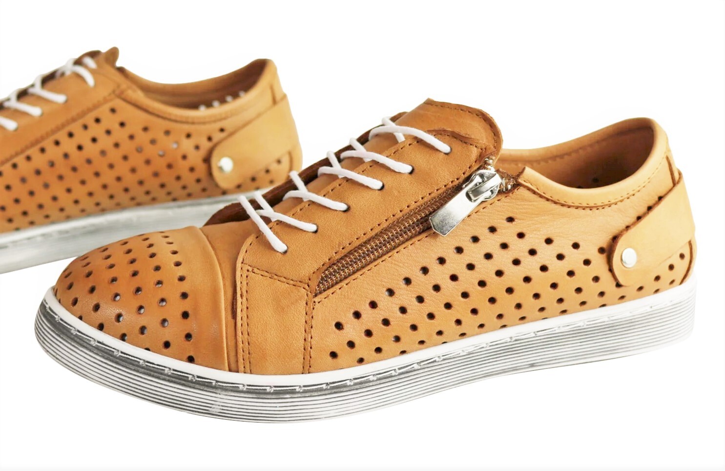 Cabello Comfort Shoes Leather Lace Up Zip Sneakers Cabello Shoes EG17 ...