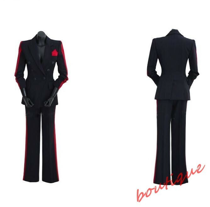 Women Business Double-breasted Blazer Trousers Formal Dress 2 Pcs Suits ...