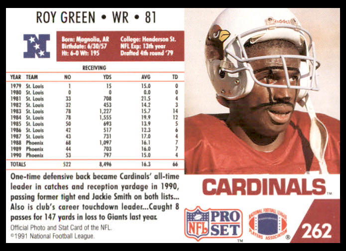 1991 Pro Set #262 Roy Green Phoenix Cardinals Football Card | eBay