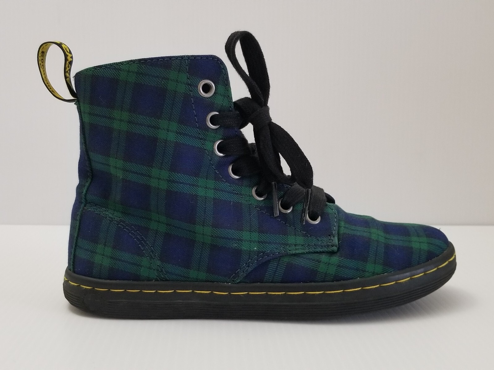DR. MARTENS Hackney Green & Blue Plaids Fabric Canvas Womens Ankle Boots Sz US 5 | eBay