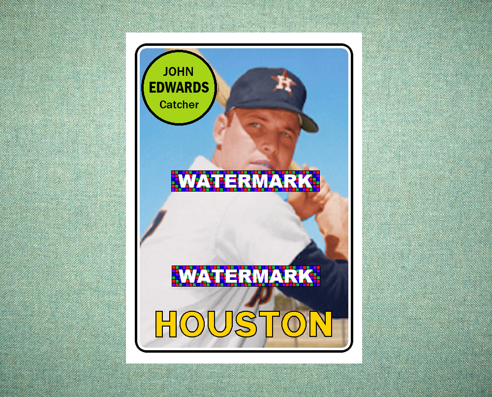 John Edwards Houston Astros 1969 Style Custom Baseball Art Card | eBay