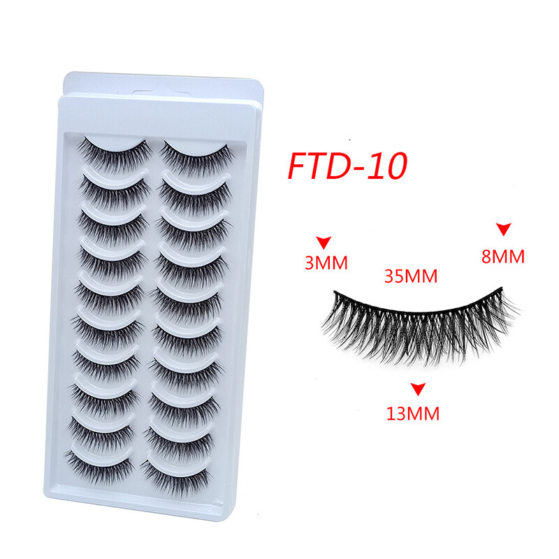 10Pair 3D Faux Mink False Eyelashes Wispy Cross Long Thick Soft Fake ...