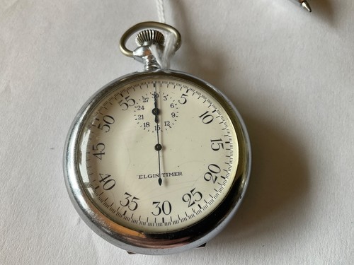 WW2 -60 second 1/5 sec Elgin Timer 16s pocket watch 1941 US Navy Bur ...