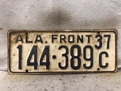 Vintage 1937 Alabama License Plate | eBay