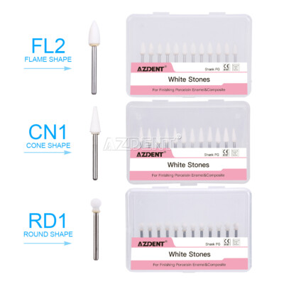 Dental White Polishing Stones Flame Cone shape FG bur Arkansas Stone ...