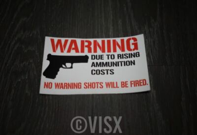 (2) NO Warning Shots Gun Bumper Sticker Vinyl DieCut Prank Funny ...