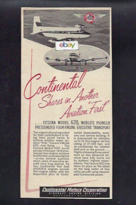 CESSNA AIRCRAFT COMPANY 1957 CESSNA 620 4 ENGINE EXECUTIVE TRANSPORT AD ...