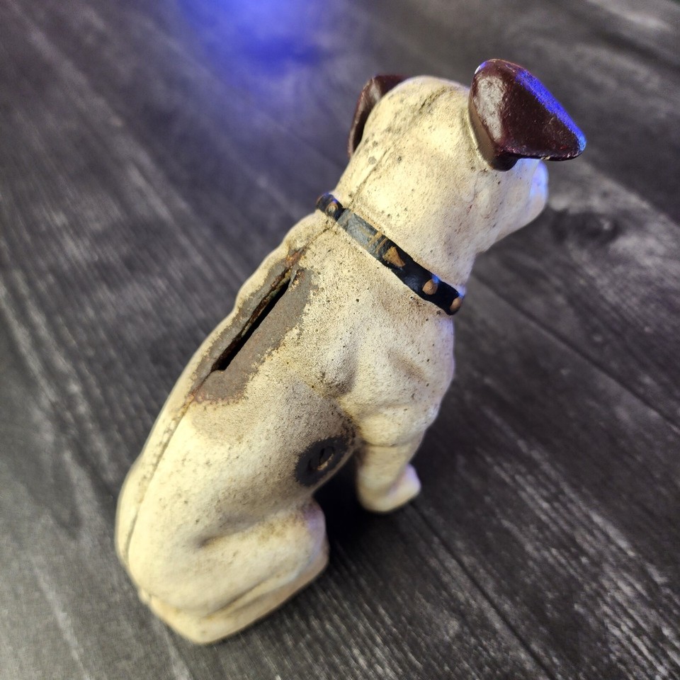 RCA Dog Piggy Bank Cast Iron "Nipper" Coin Bank With Hand Painted ...