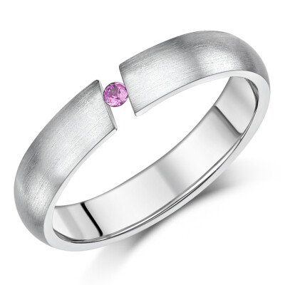 4.5mm Titanium Pink Sapphire Engagement Ring Tension Set Wedding Ring ...